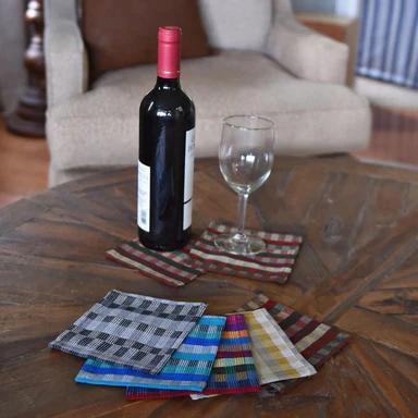 Square Colorful Coasters Collection Benefit Women Mayamam Weavers