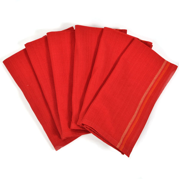Handwoven Cotton Red Table Napkins Fair Trade Mayamam Weavers