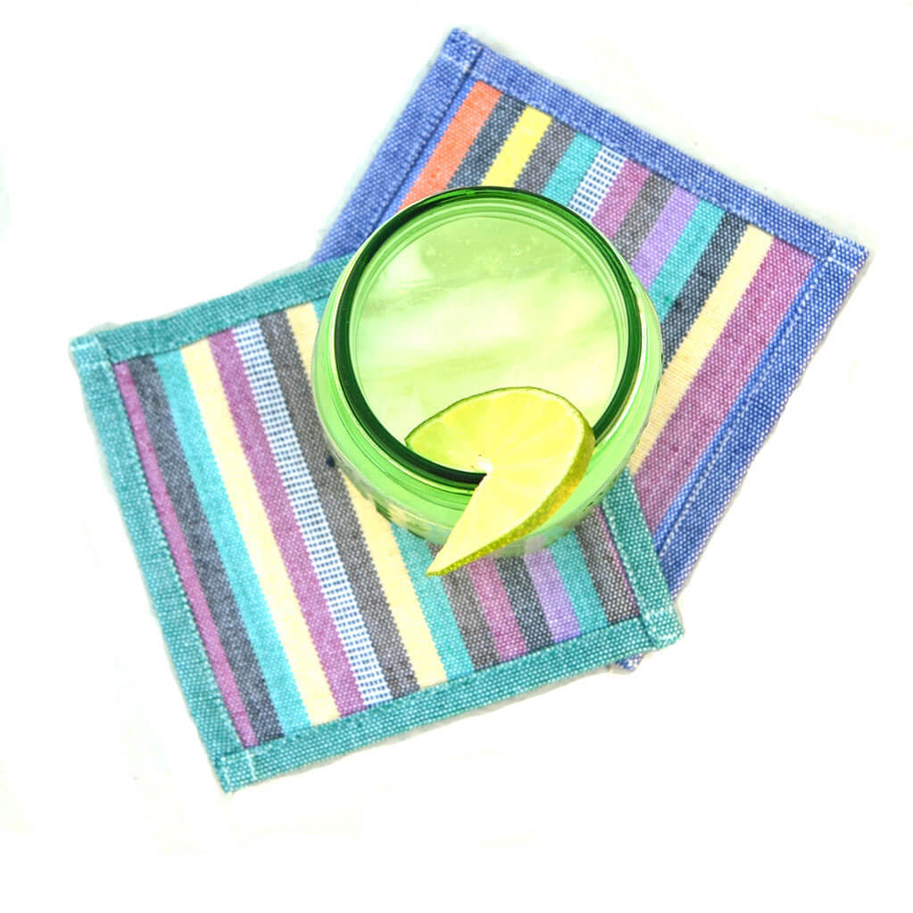 Hand Woven Stripes and Solids Coaster Set Fair Trade Mayamam Weavers