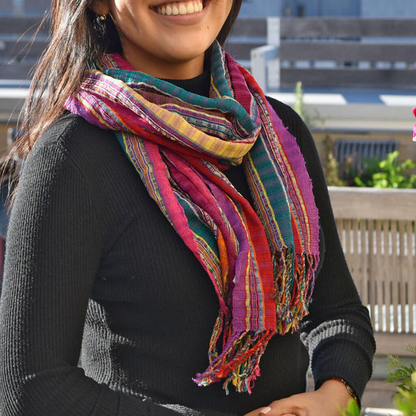 Hand Woven Fringed Scarf | Festival Fair Trade Mayamam Weavers
