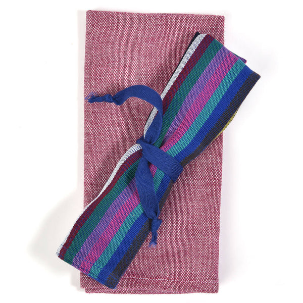 Hand woven Blue Utensil Wrap Zero Waste Fair Trade Mayamam Weavers