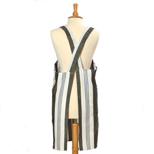 black & White Stripe Crossback Apron Fair Trade Mayamam Weavers