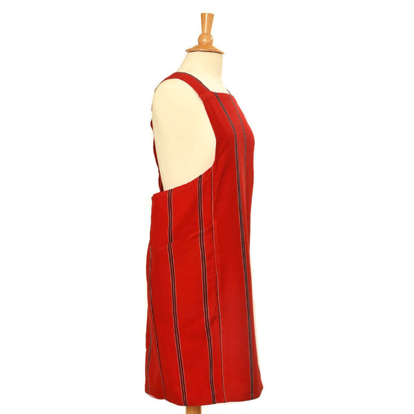 Red Stripe handwoven crossback apron Fair Trade Mayamam Weavers