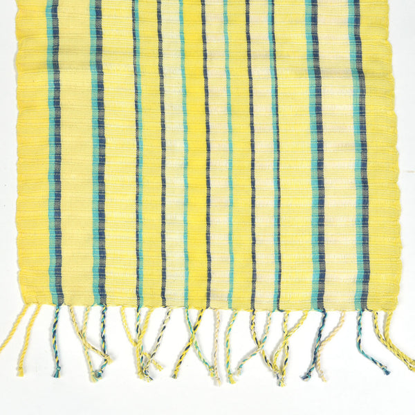 Infinity Handwoven Scarf Yellow Stripes Fair Trade Mayamam Weavers
