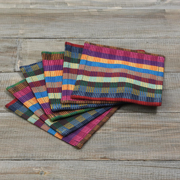 Jeweltone Cuadritos Weave Drink Coasters Fair Trade Mayamam Weavers