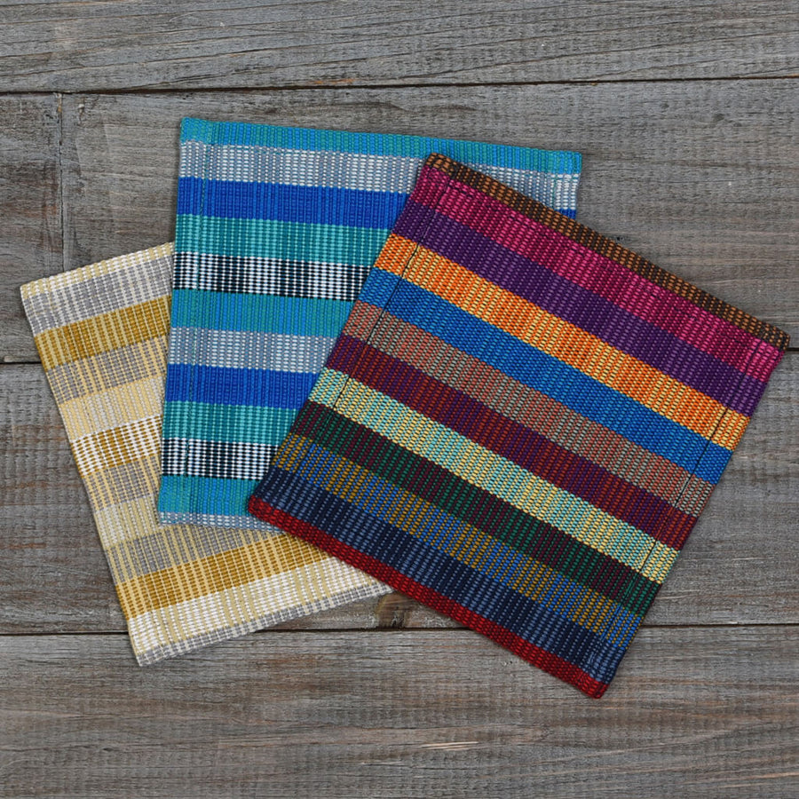 Jeweltone Cuadritos Weave Drink Coasters Fair Trade Mayamam Weavers