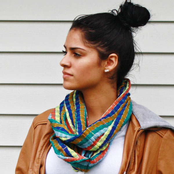 Hand Woven Infinity Scarf Teal Earthtone Fair Trade Mayamam weavers ...